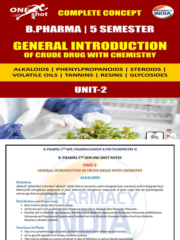 Pharmacognosy 5th Sem Unit 2 | PDF | Alkaloid | Polyphenol