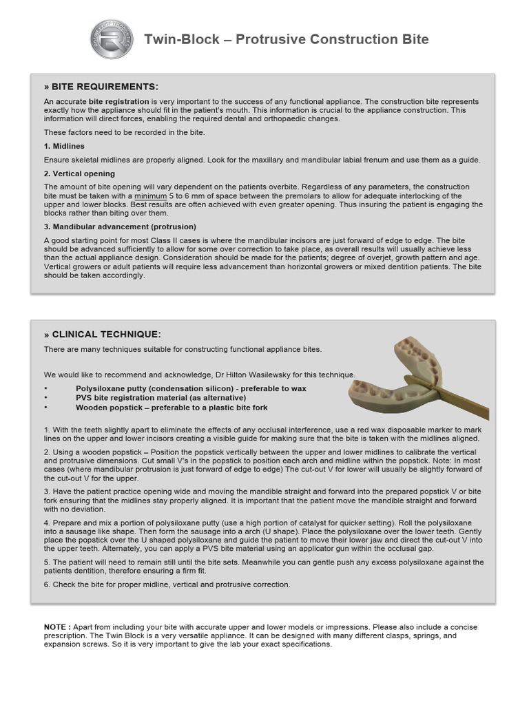 INSTRUCT Protrusive Bite - Twin Block | PDF | Mouth | Tooth