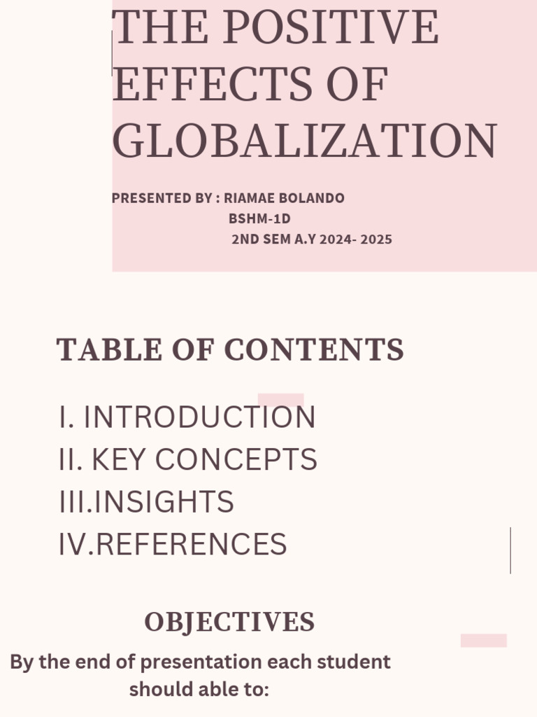 Pink and Cream Basic Presentation Template PDF | PDF | Globalization | Market (Economics)