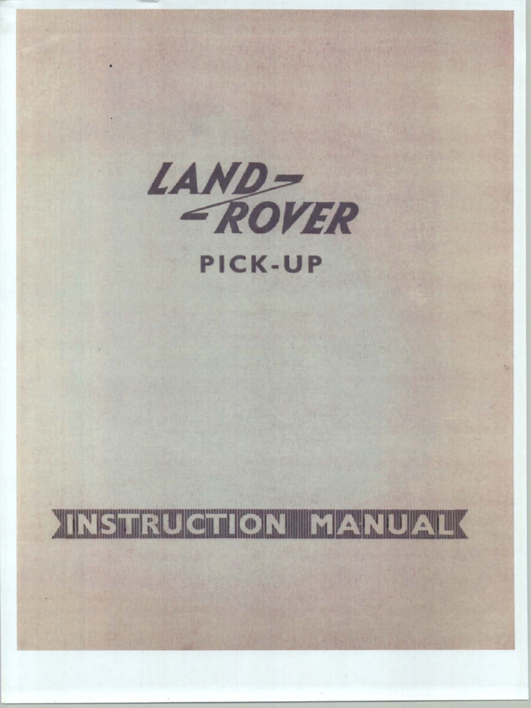 TP160A - Land Rover Pick-Up Instruction Manual - 1953 - OCR | PDF ...