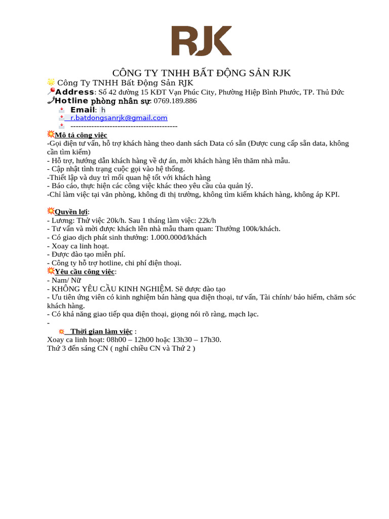 JD MÔ TẢ CÔNG VIỆC TELESALES | PDF