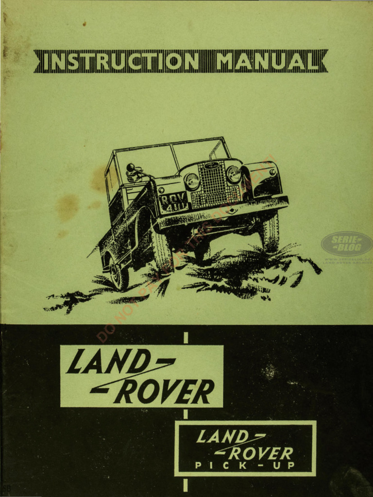 TP156A - Land-Rover and Land-Rover Pick Up Instruction Manual - 1953 ...