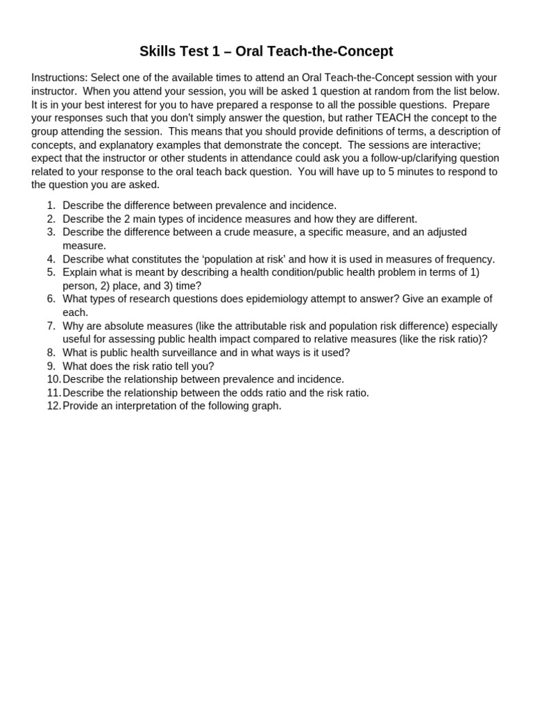 Oral Teach-the-Concept Skills Test Guide | PDF