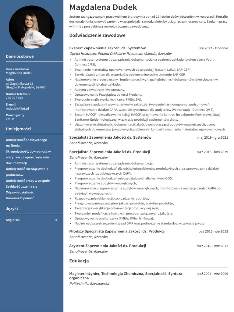 CV Magdalena Dudek | PDF