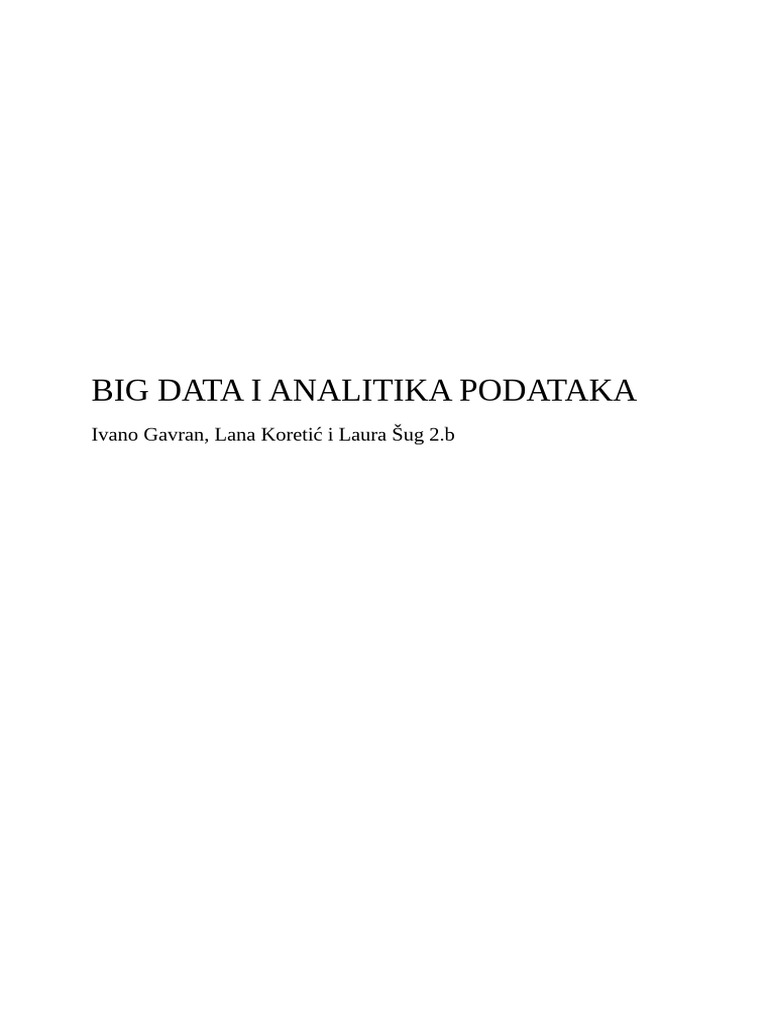 Big Data I Analitika Podataka | PDF