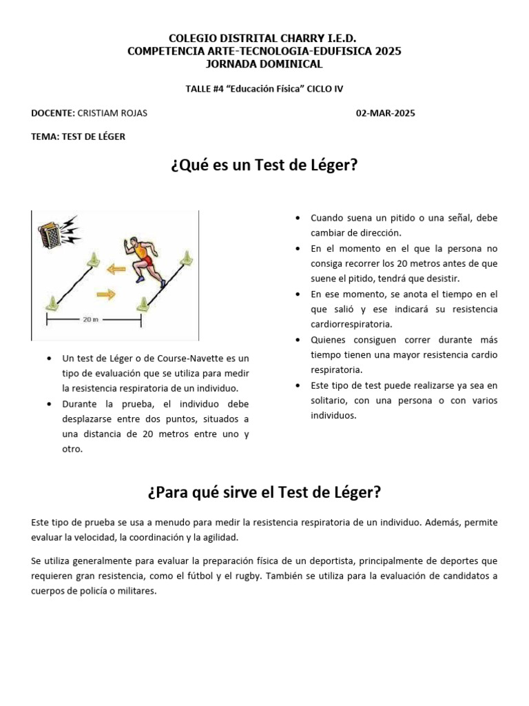 Test de Léger: Evaluación de Resistencia | PDF