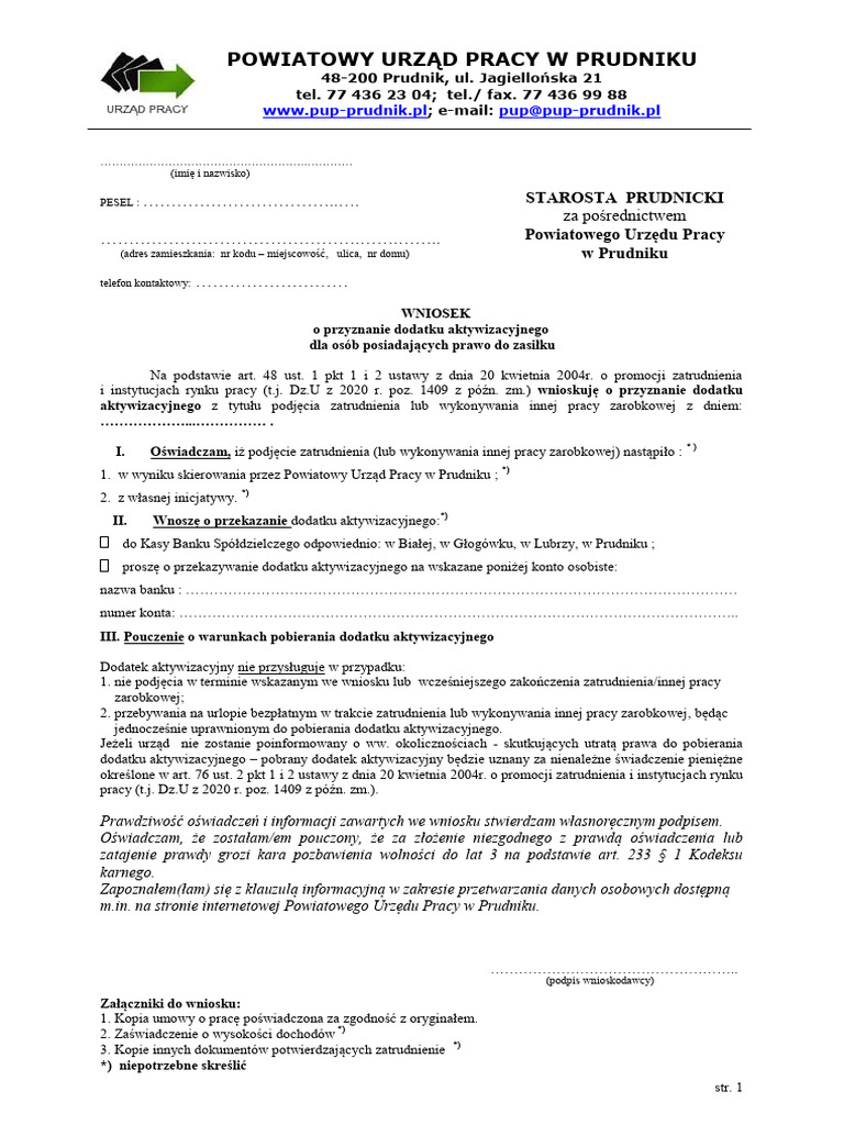 Wniosek-O-Dodatek-Aktywizacyjny | PDF