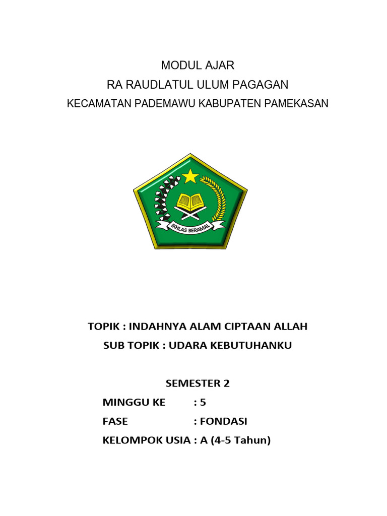 Modul Pembelajaran Udara untuk Anak 4-5 Tahun | PDF