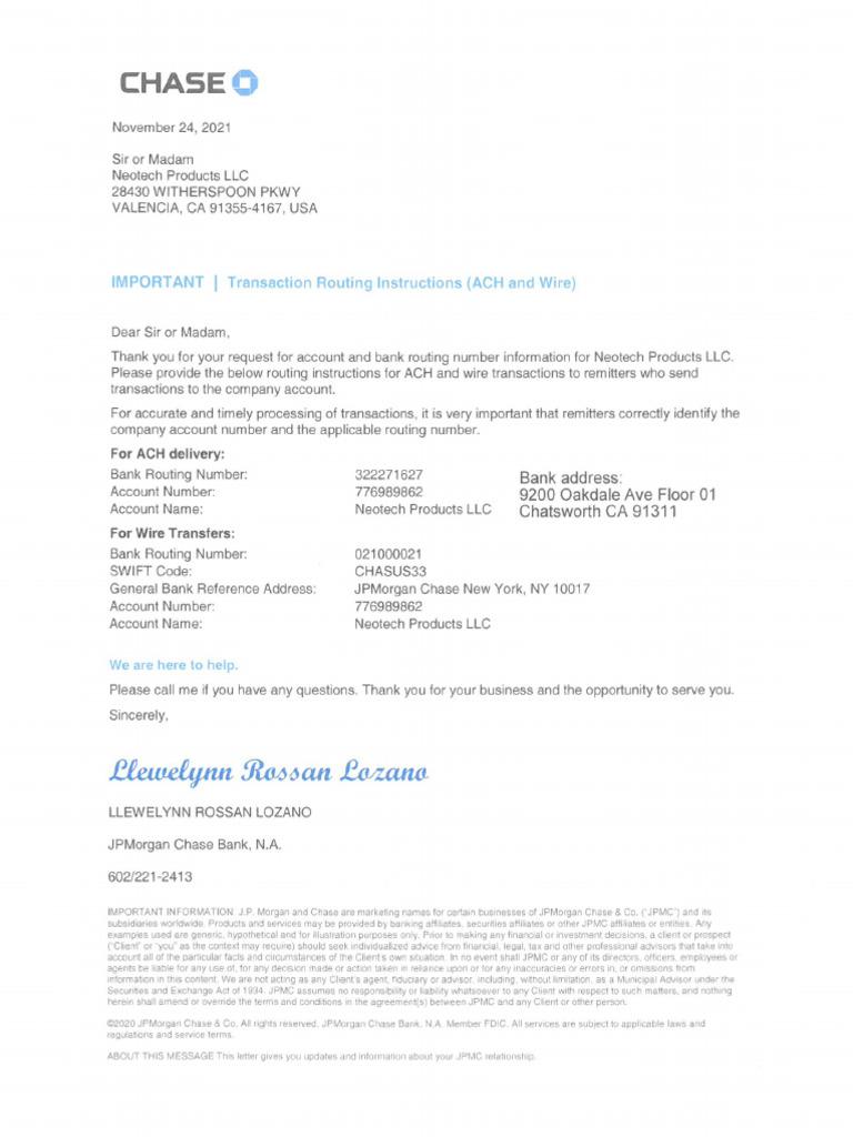 Chase ACH Voided Check | PDF