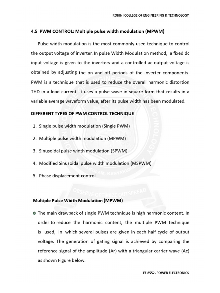 Multiple Pulse Width Modulation Explained | PDF