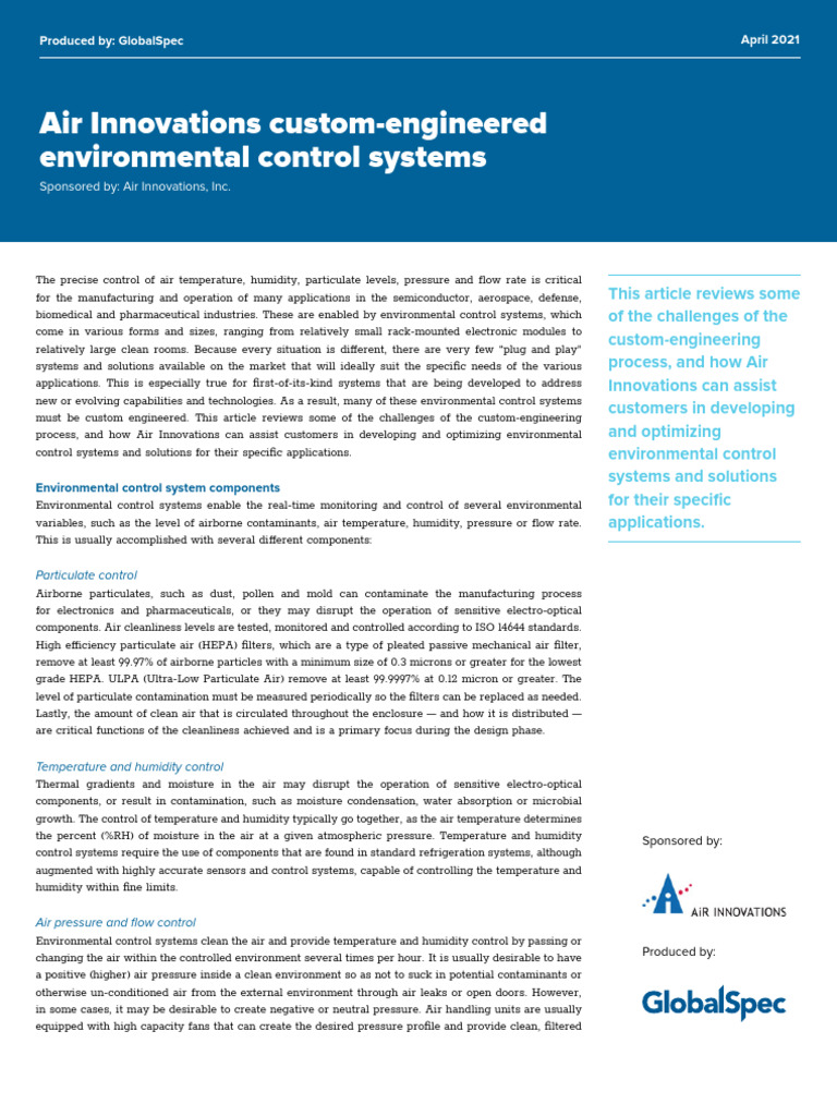 Custom Environmental Control Solutions | PDF | Humidity | Atmosphere Of ...