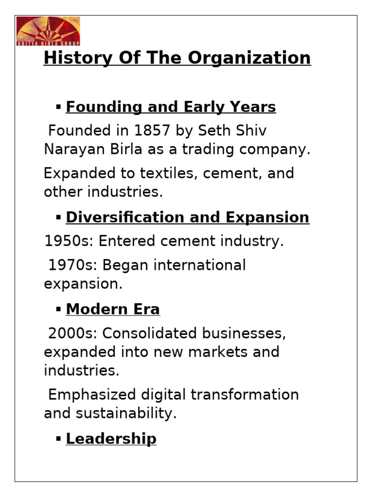 Aditya Birla Group: History & Structure | PDF | Marketing | Infrastructure