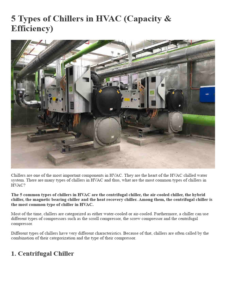 5 Types of Chillers in HVAC (Capacity & Efficiency) | PDF | Air ...