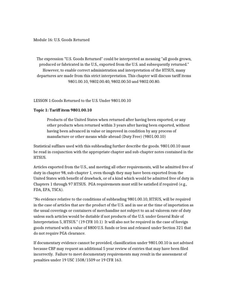 CCS Course Module 16 Updated Text | PDF | Customs | U.S. Customs And ...
