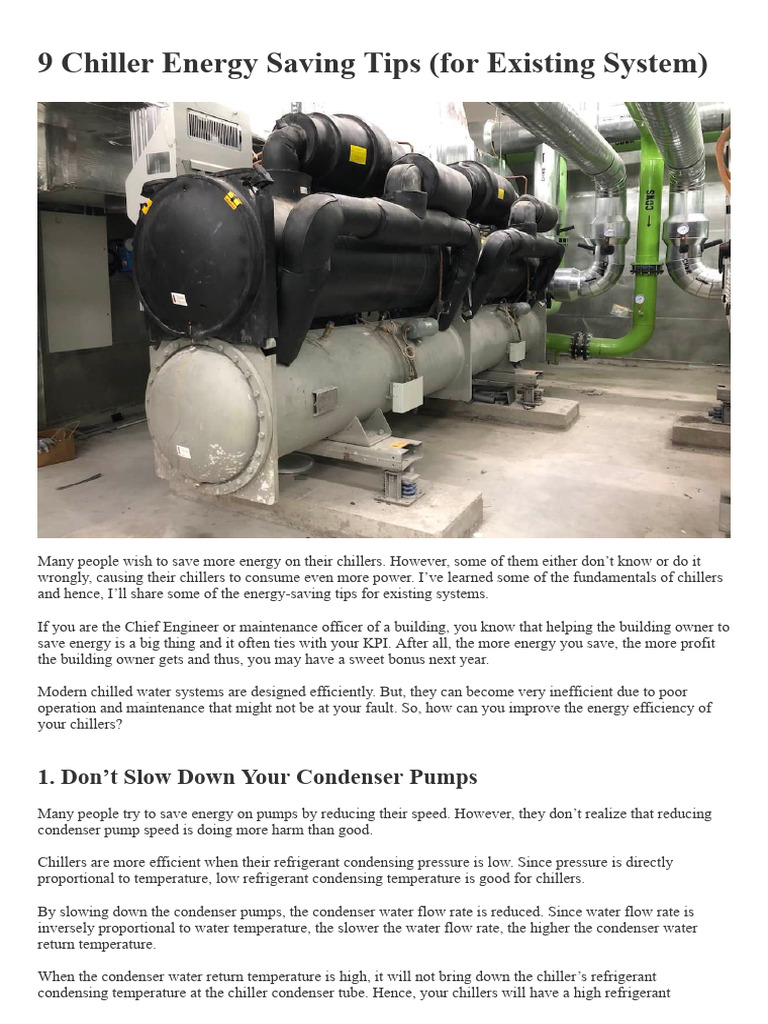 9 Chiller Energy Saving Tips (For Existing System) | PDF | Air ...