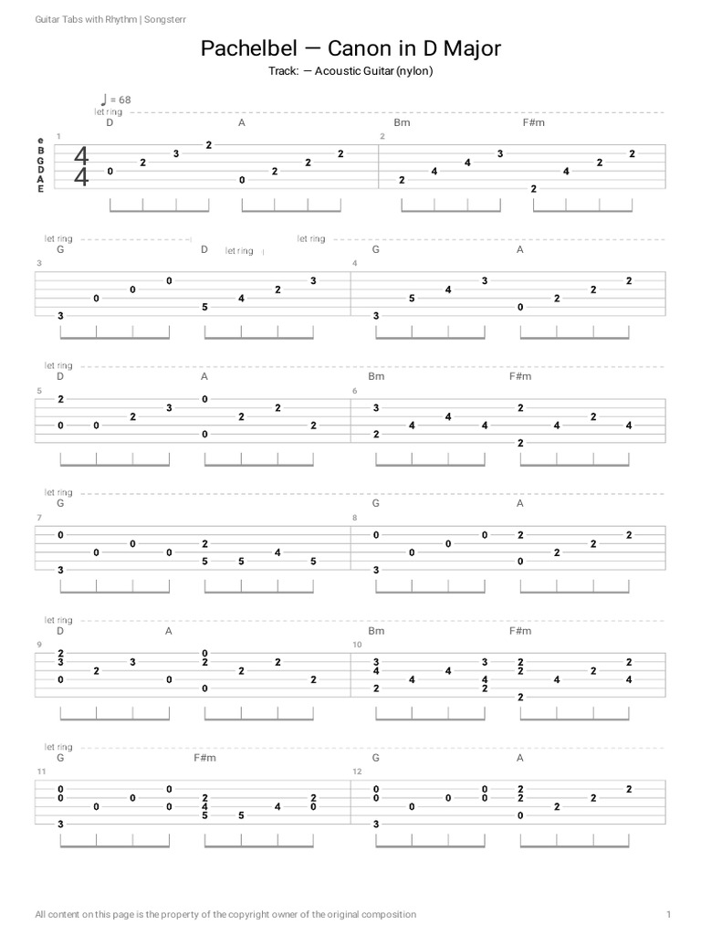 Pachelbel's Canon in D Guitar Tab | PDF | Pachelbel's Canon