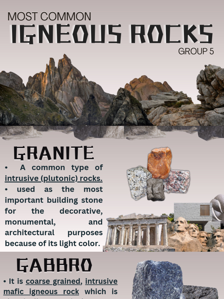 Group 5 - Common Igneous Rocks | PDF | Sedimentary Rock | Rock (Geology)