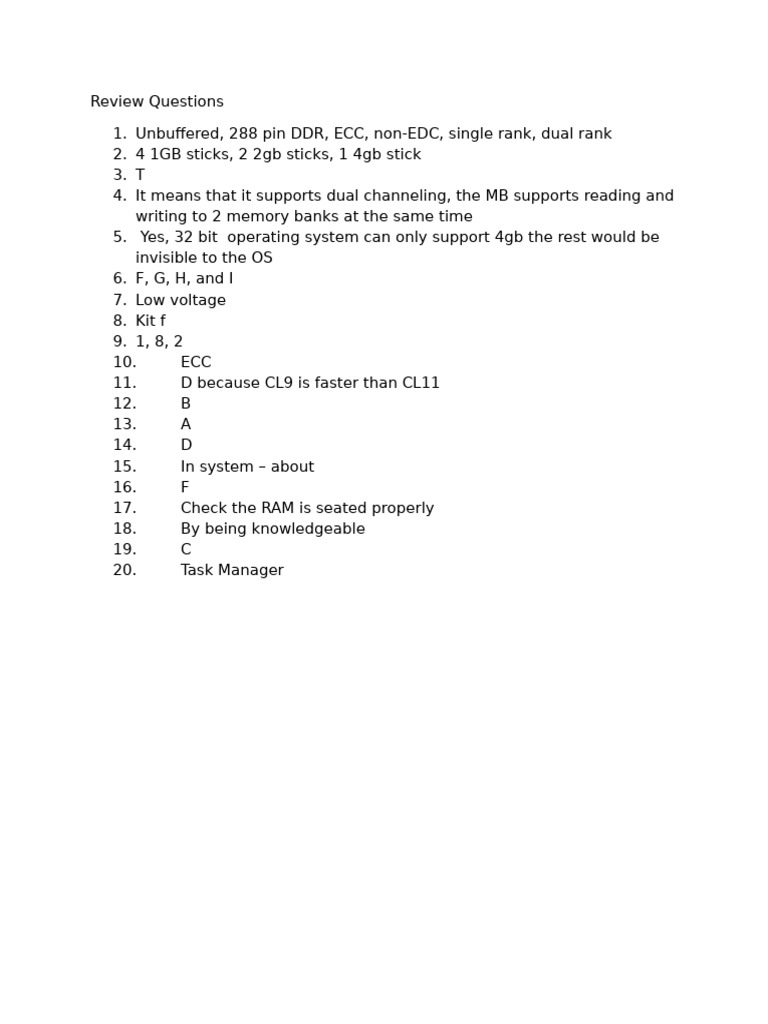 Review Questions Chapter 6 | PDF