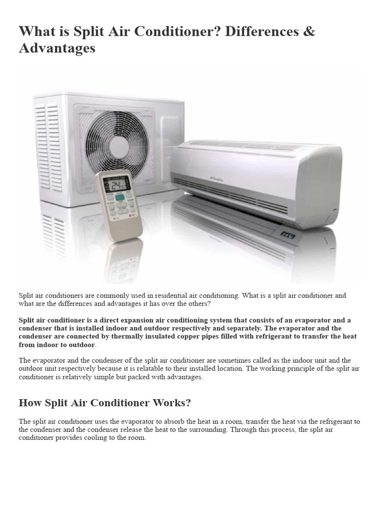 Split Air Conditioner Benefits Explained | PDF | Air Conditioning ...