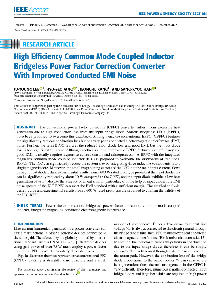 High Efficiency Common Mode Coupled Inductor Bridgeless Power Factor Correction Converter With ...