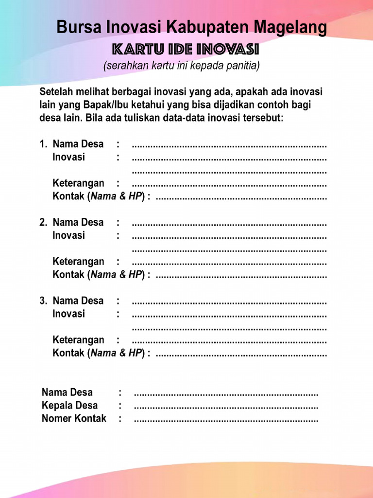 Contoh Kartu Ide Inovasi | PDF