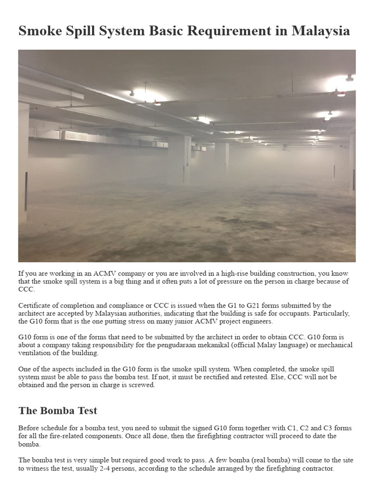 Smoke Spill System Basic Requirement in Malaysia | PDF | Duct (Flow ...