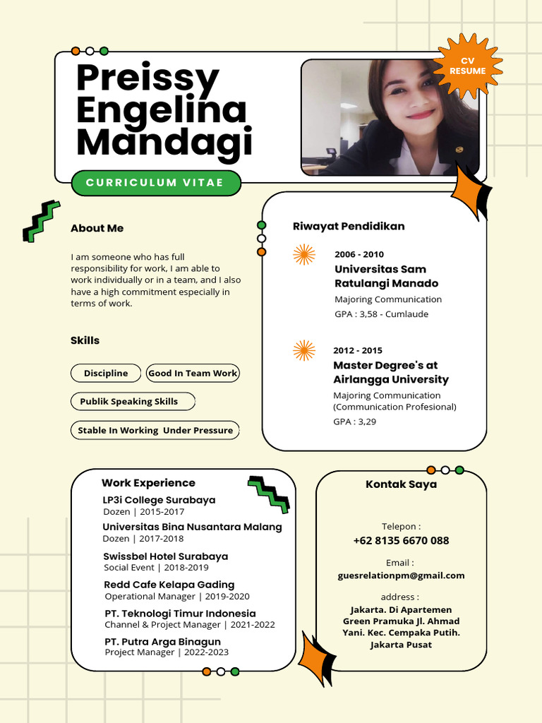 Professional CV of Engelina Mandagi | PDF