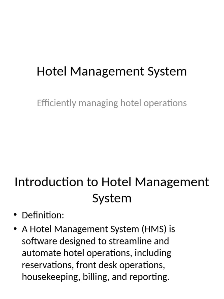 Hotel Management System Overview | PDF