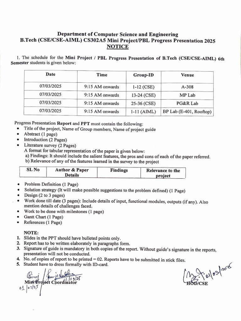 Mini Project Progress Notice-2025 | PDF