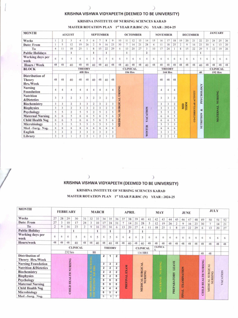 I_PB_Bsc_Nursing_2024-25__Master_Rotation_Plan | PDF
