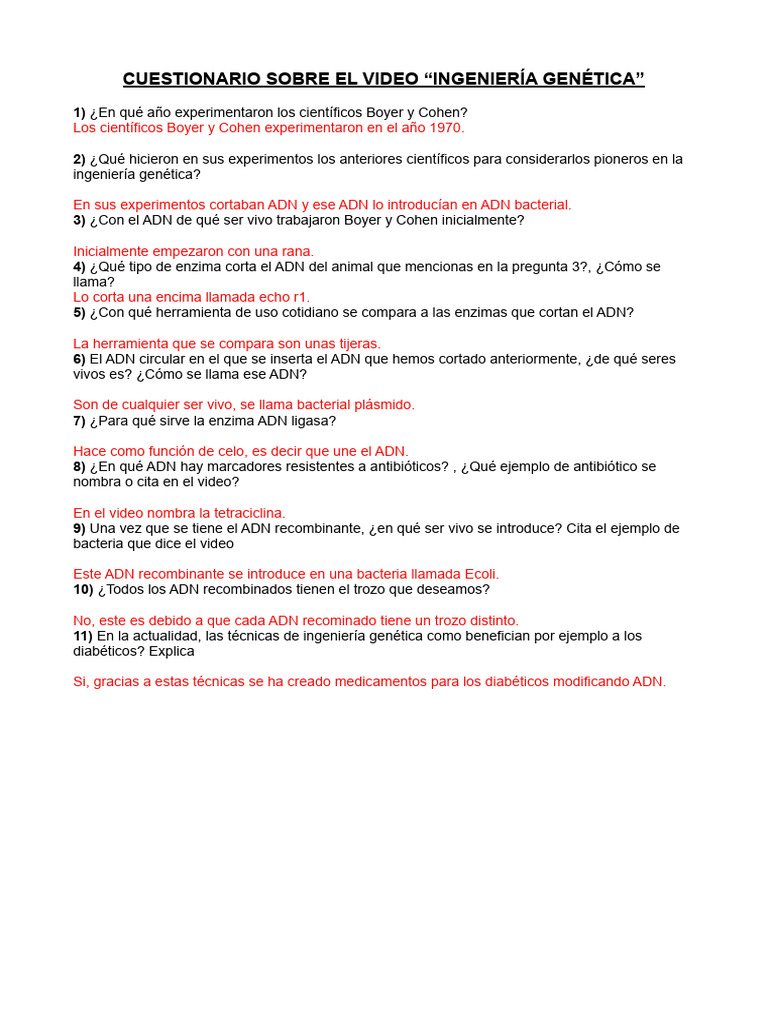 Cuestionario Biología | PDF