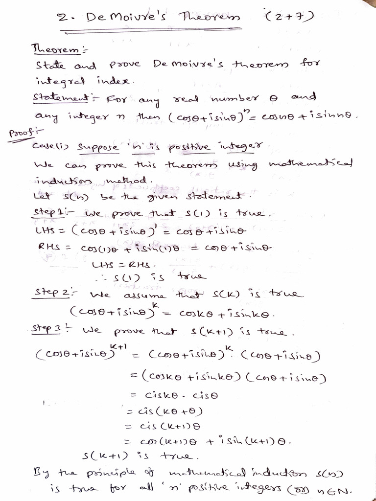De Moivre's Theorem Formulae | PDF