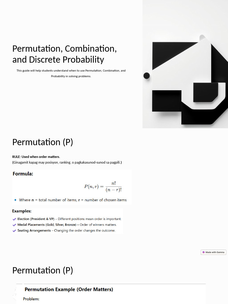 Probability Combination and Permutation | PDF