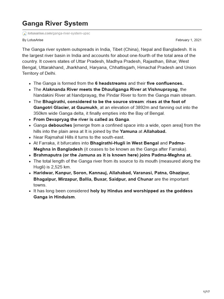 Ganga River System Overview | PDF | Physical Geography | Water