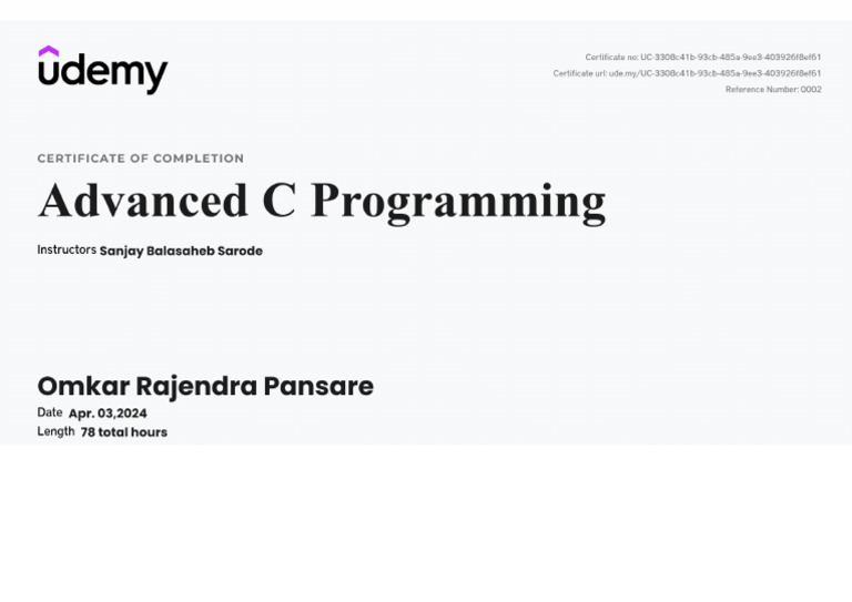 Udemy Certificate | PDF