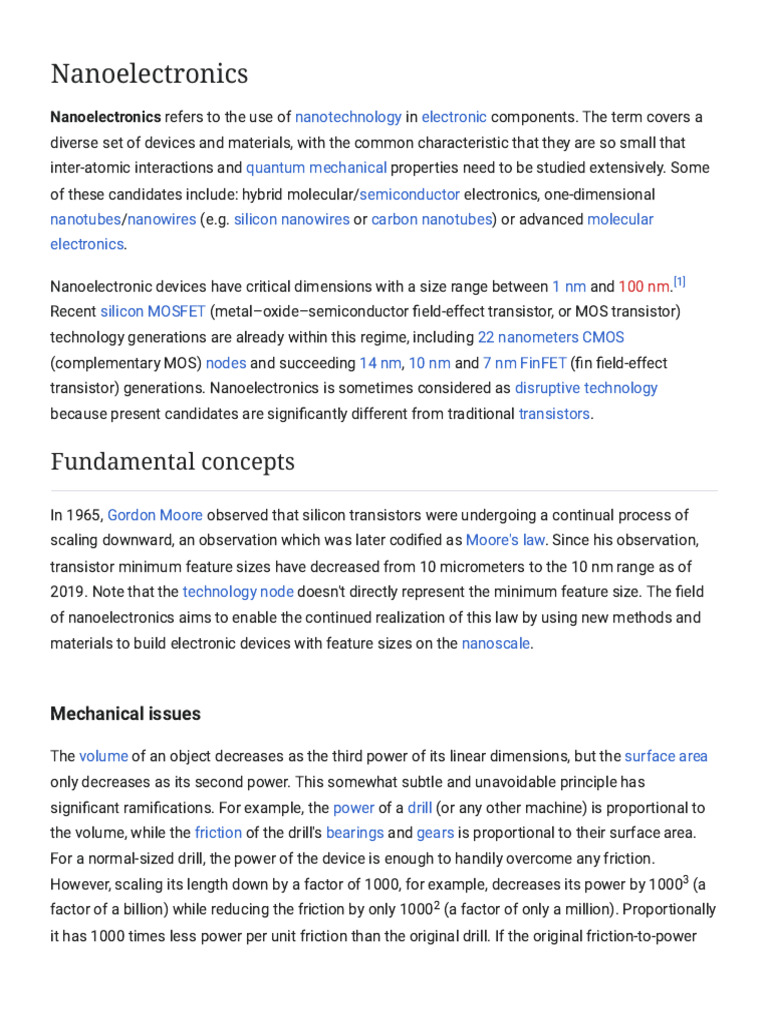 Nanoelectronics - Wikipedia | PDF | Nanotechnology | Semiconductor Devices