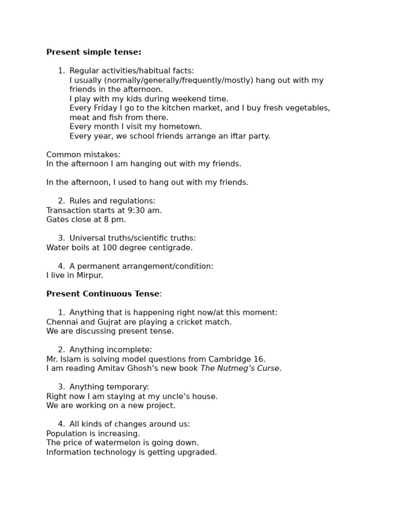 Present Tense (2) | PDF