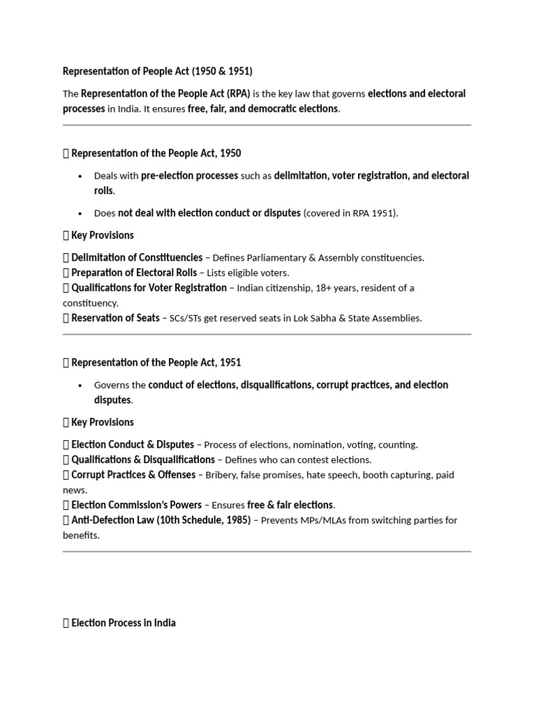 Representation of People Act | PDF | Elections | Governance