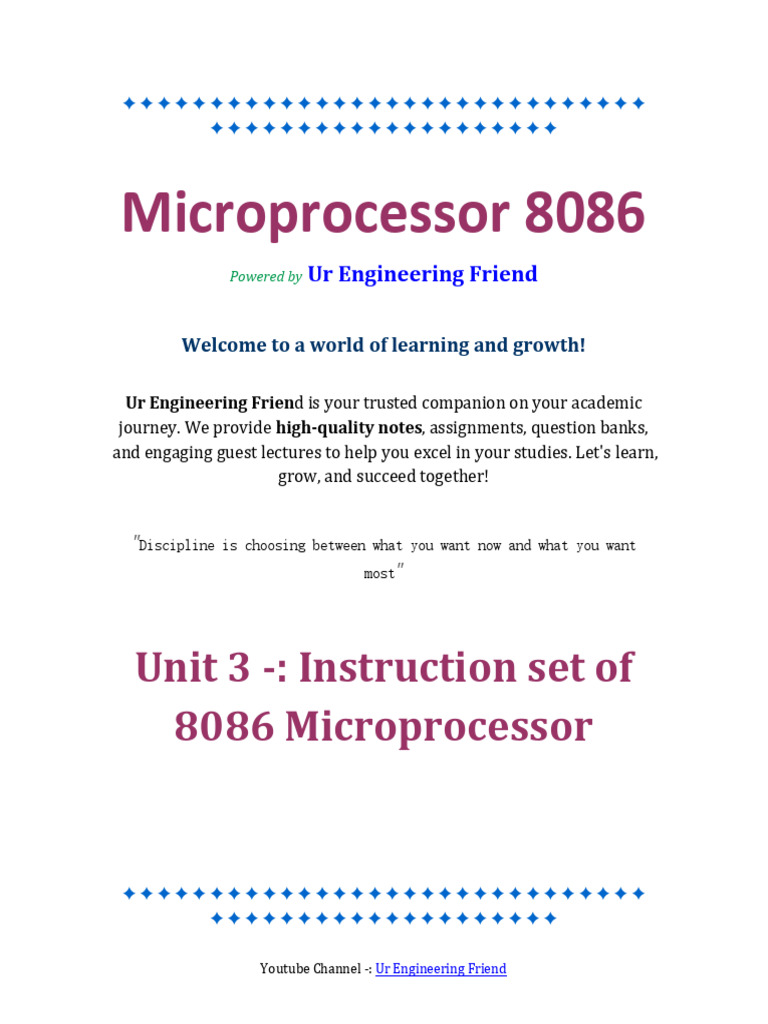 8086 Microprocessor Instruction Set Guide | PDF | Central Processing ...