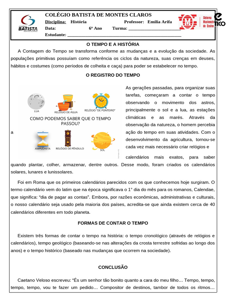 Contagem do Tempo na História | PDF | Tempo | Calendário