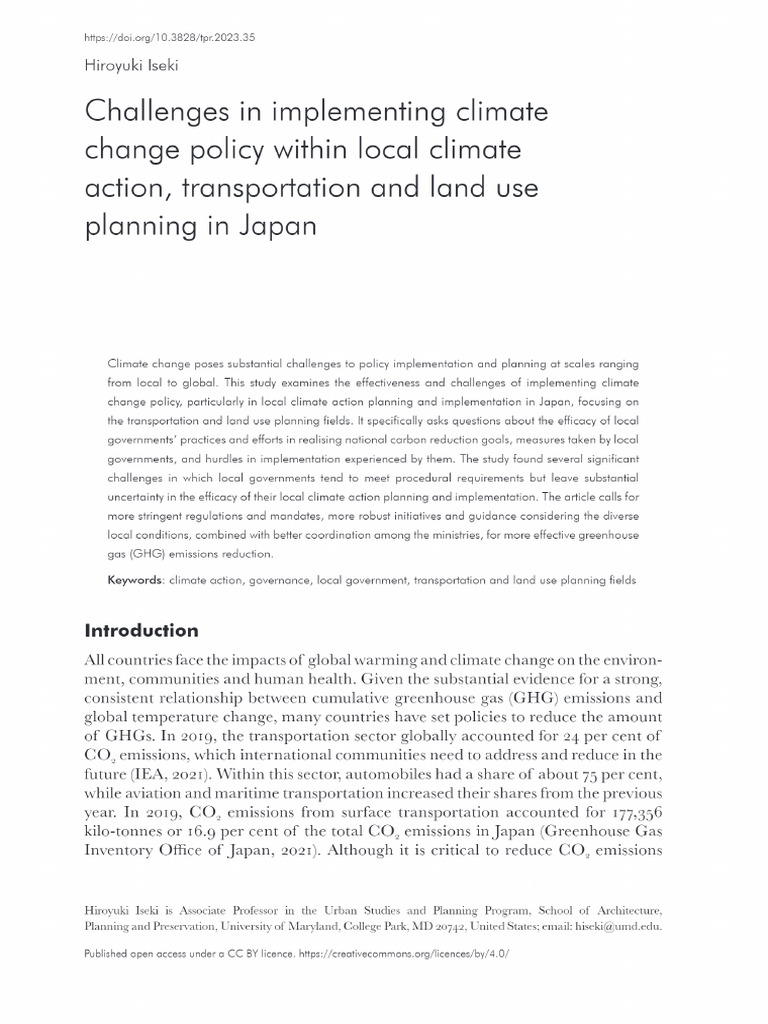 Challenges in Implementing Climate Change Policy Within Local Climate ...