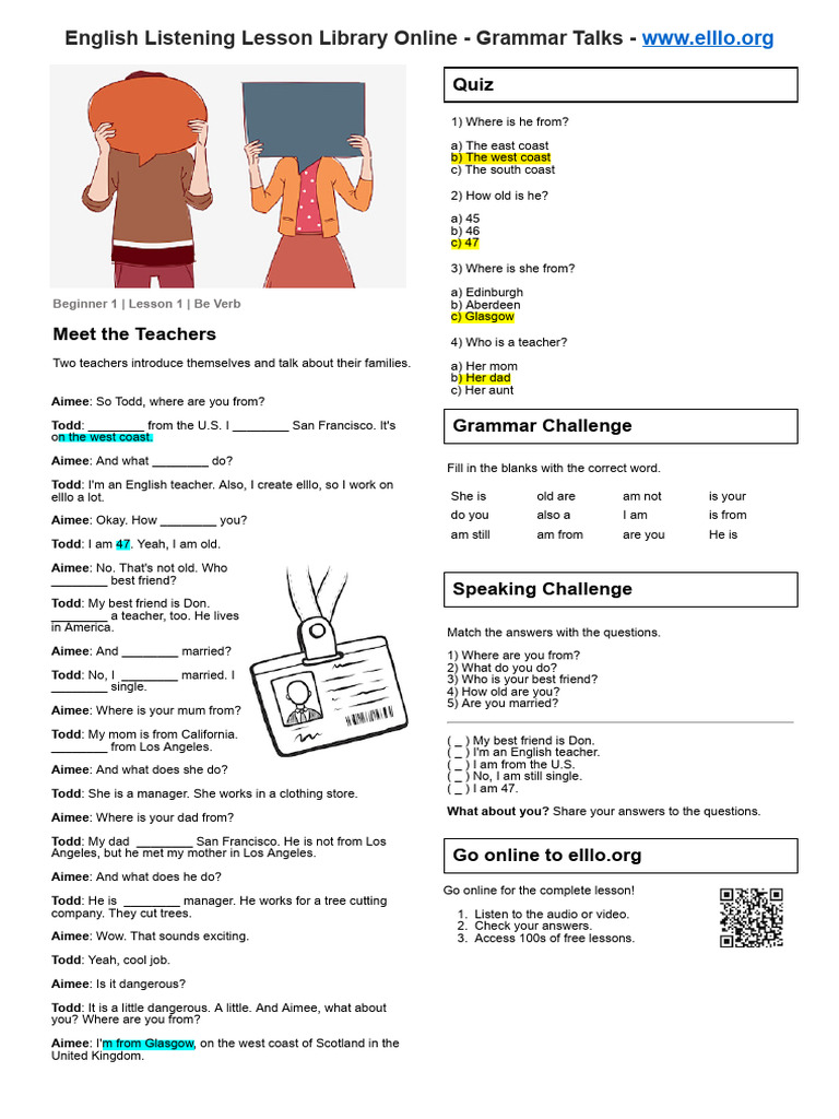 ELLLO-Book-Level-1G | PDF | Lunch | English Language