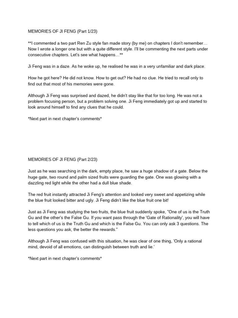 Ji Feng Was in A Daze (Story) | PDF