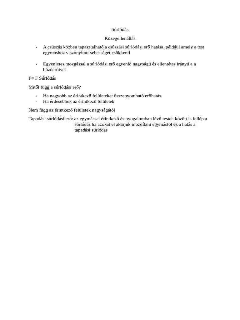fizika súrlódás | PDF