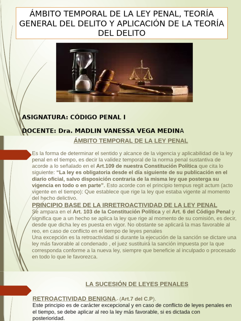 ambito temporal de la ley penal | PDF | Derecho penal | Causalidad (Ley)