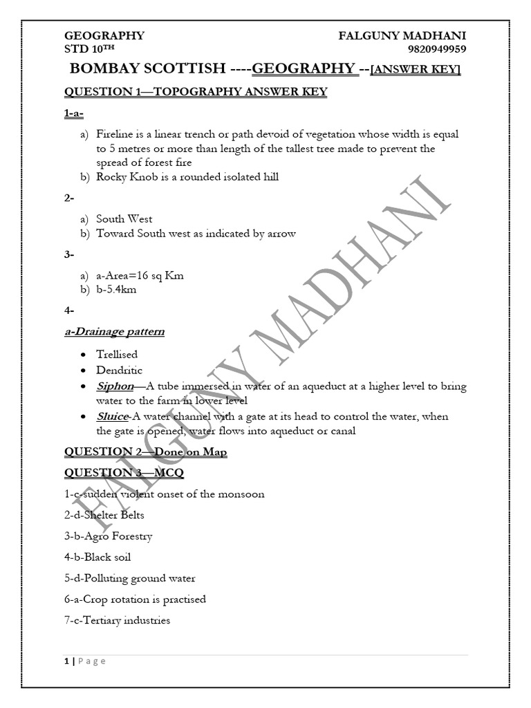 Geography Answer Key for 10th Grade | PDF | Soil | Irrigation