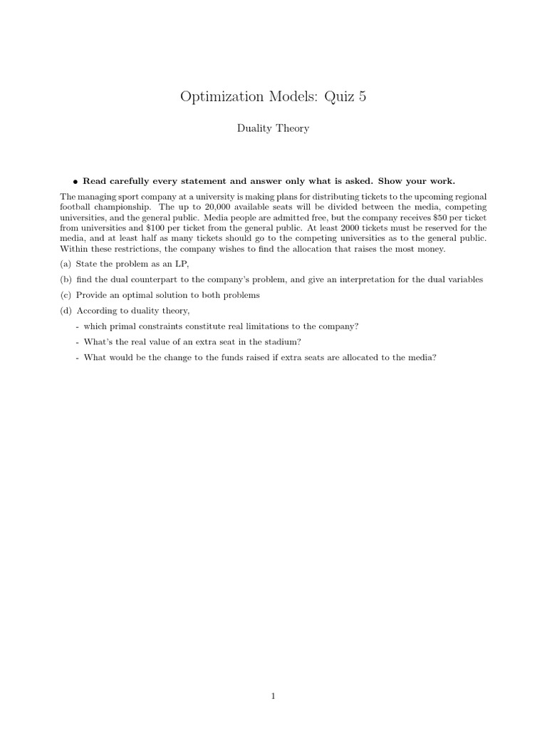 Q5 - Duality Theory | PDF