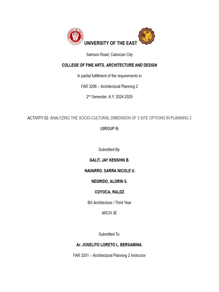 Far 3206 Arch3e A02 Group9 Coyoca, Galit, Navarro, Negrido | PDF | Urban Design | Sustainability