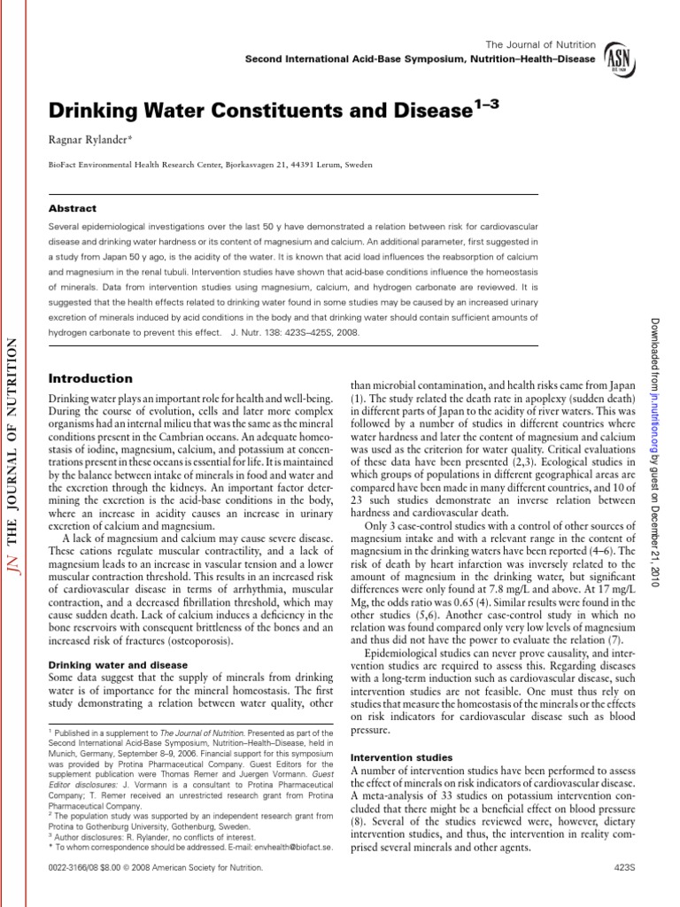 Minerals in Drinking Waterl | PDF | Magnesium | Homeostasis