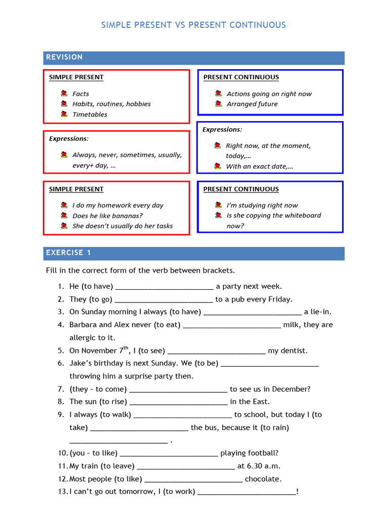PRESENTE-SIMPLE-VS-CONTINUO---EJERCICIO-3 | PDF